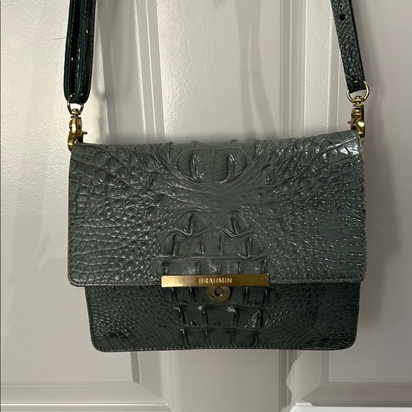 Brahmin | Bags | Brahmin Gray Crocodileembossed Crossbody Bag | Poshmark